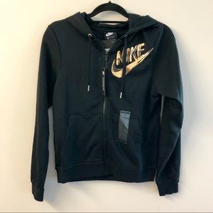 Nike | Sweaters | Nwt Nike Sportswear Metallic Gold Full Zip Hoodie ...